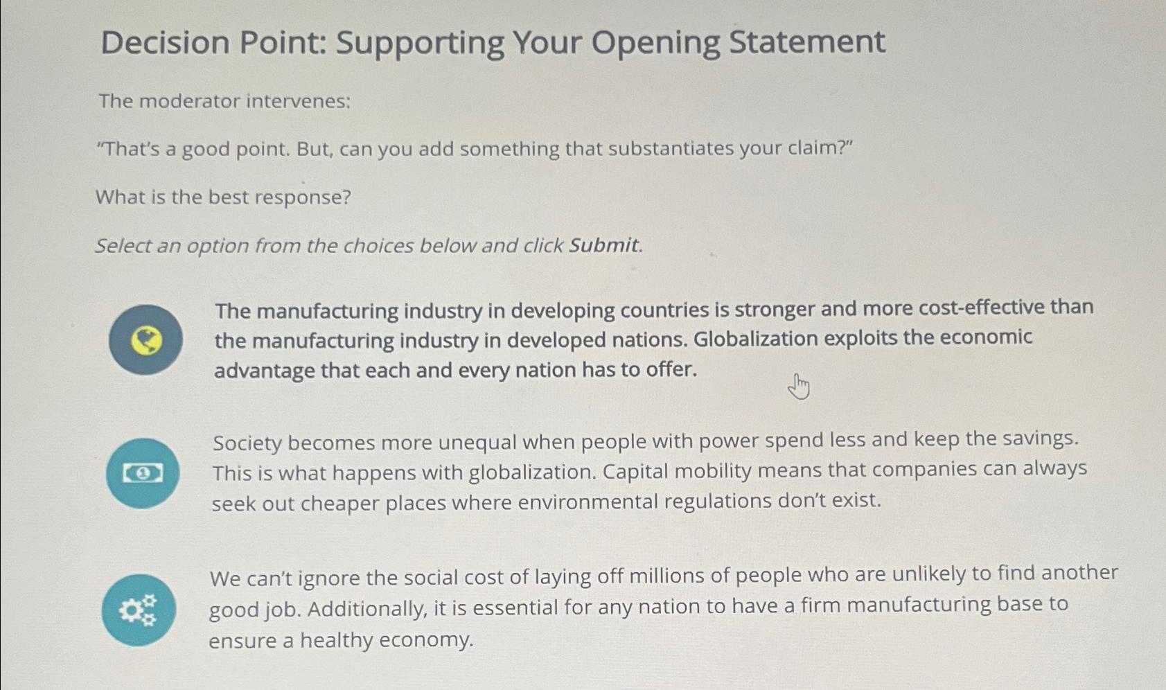 Solved Decision Point: Supporting Your Opening StatementThe | Chegg.com