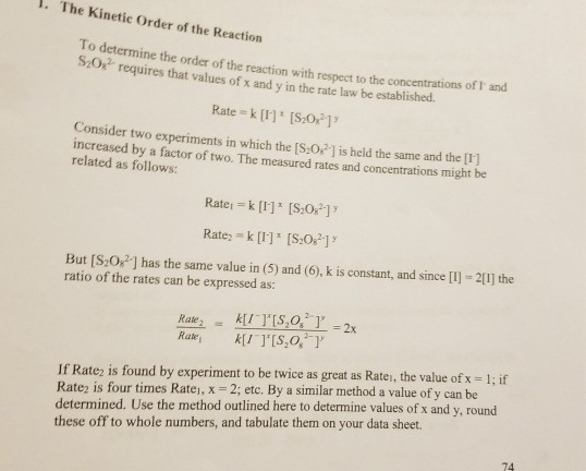 Solved mixing 2 solns, this 7-ot Rate Experimental [ ] KI I | Chegg.com