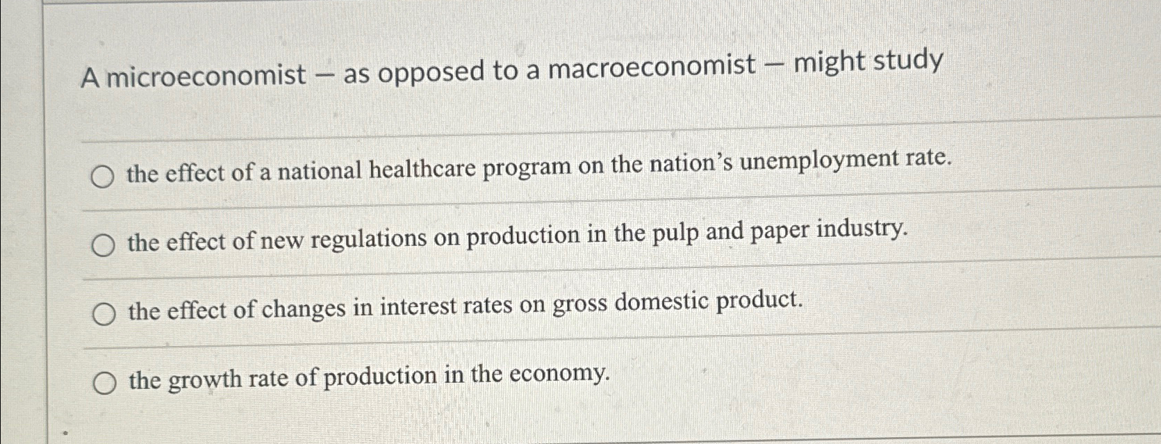 Solved A microeconomist - as opposed to a macroeconomist - | Chegg.com Solved A microeconomist - as opposed to a macroeconomist - | Chegg.com