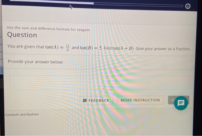 Solved Use the sum and difference formula for tangent | Chegg.com