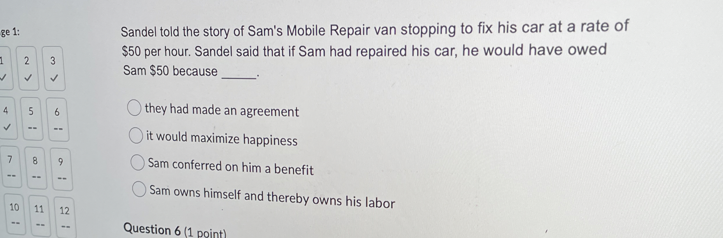 Solved Sandel told the story of Sam's Mobile Repair van | Chegg.com