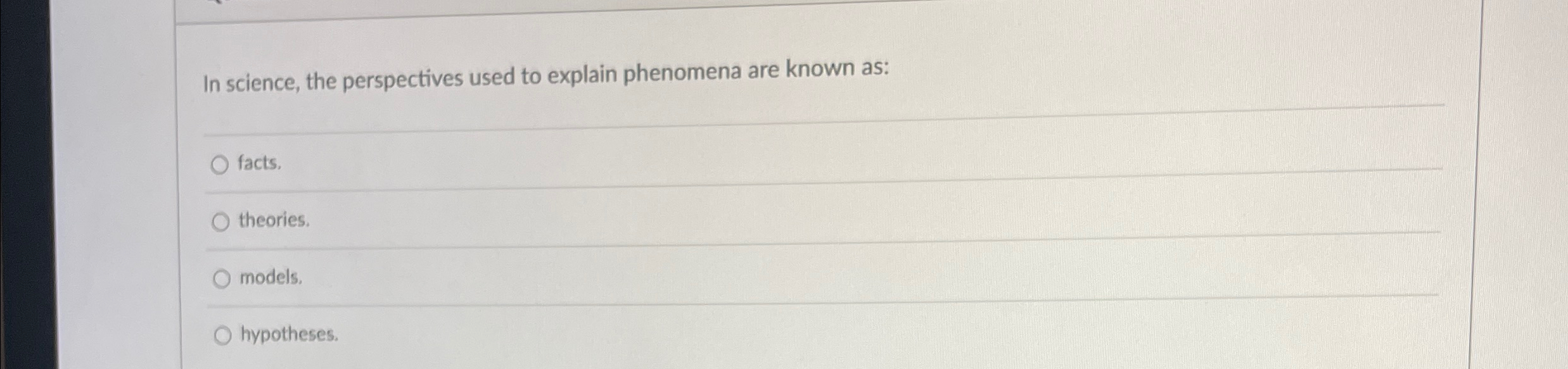 Solved In science, the perspectives used to explain | Chegg.com