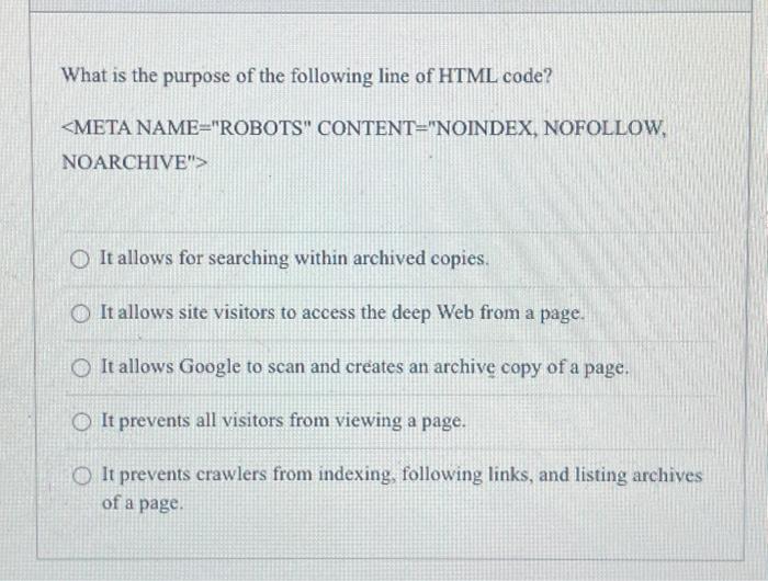 Solved What is the purpose of the following line of HTML | Chegg.com