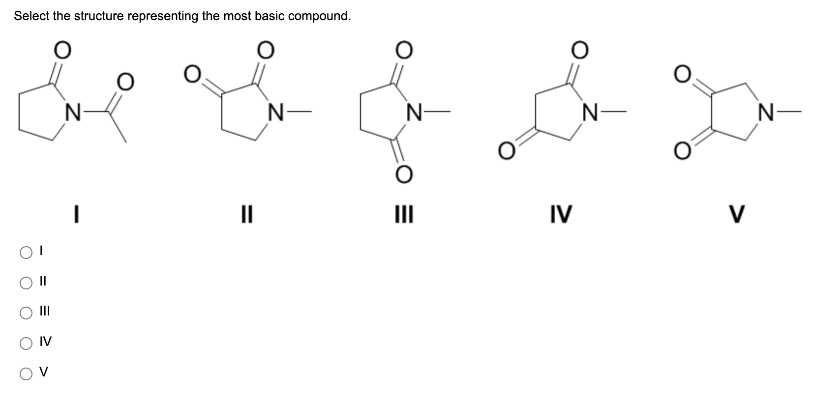 Solved Select the structure representing the most basic | Chegg.com
