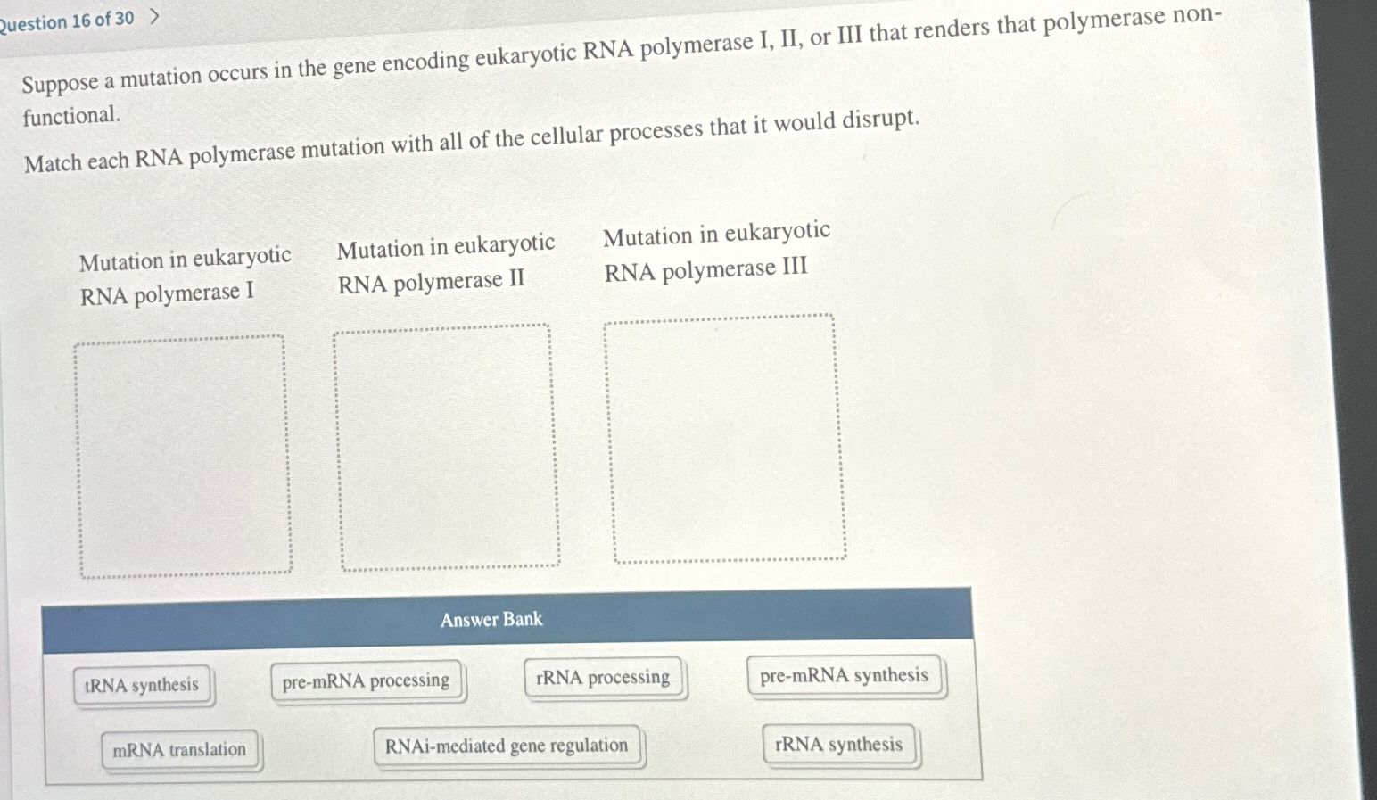 Solved 2uestion 16 ﻿of 30Suppose a mutation occurs in the | Chegg.com