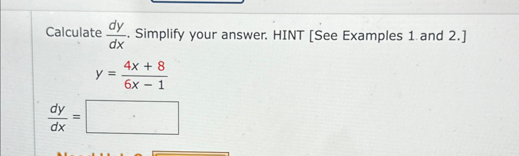 Solved Calculate dydx. ﻿Simplify your answer. HINT [See | Chegg.com