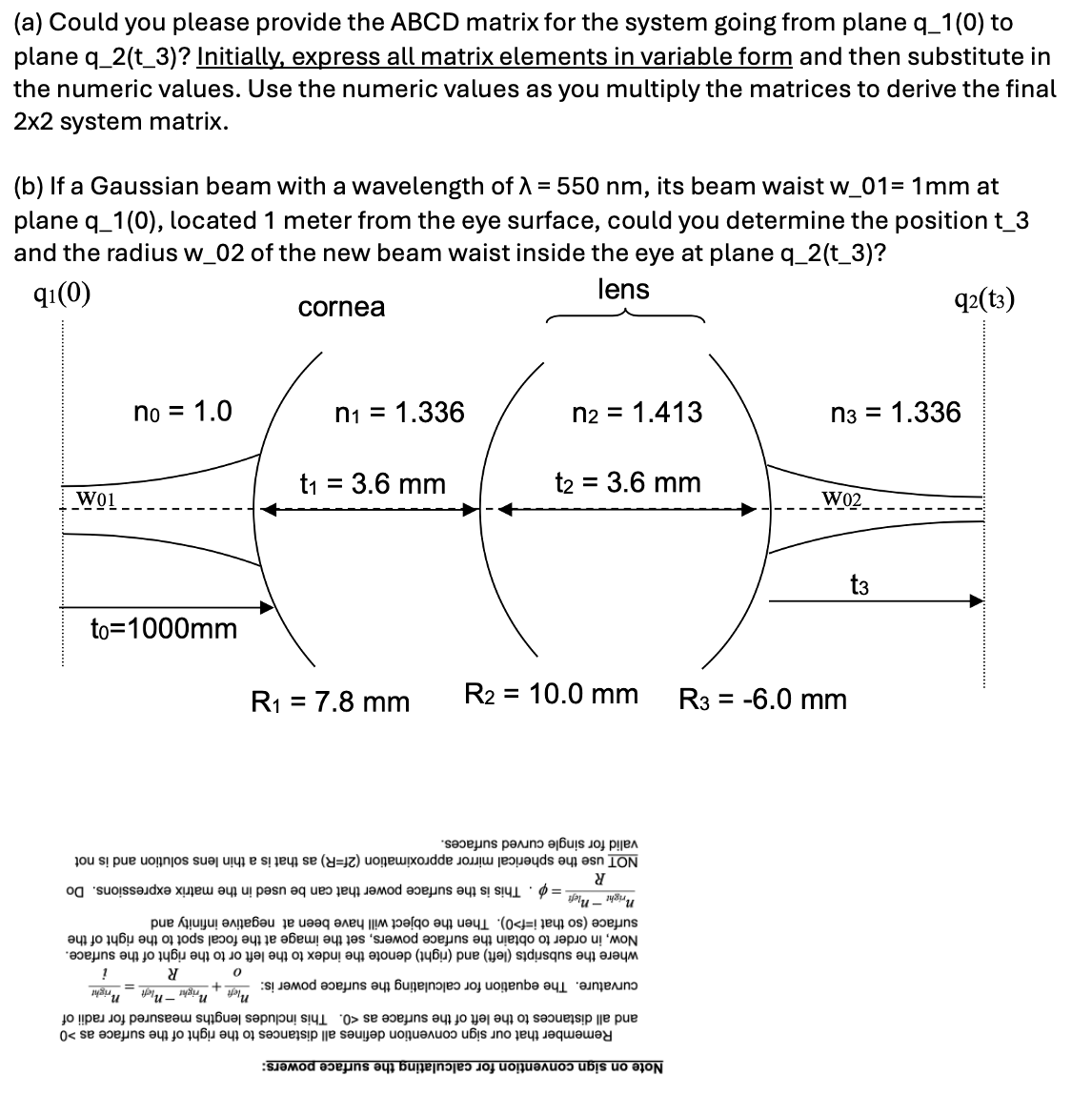 Write the ABCD matrix for the system from plane q1(0) | Chegg.com
