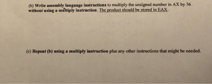 Solved 6 Write Assembly Language Instructions To Multiply