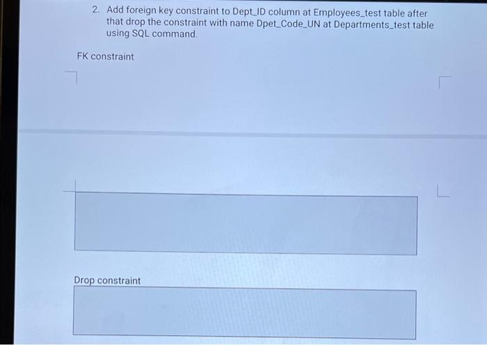Solved 1. Create two tables using SQL command. Frist table | Chegg.com