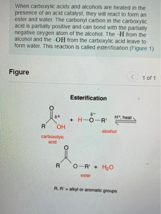 Solved When carboxylic acids and alcohols are heated in the | Chegg.com