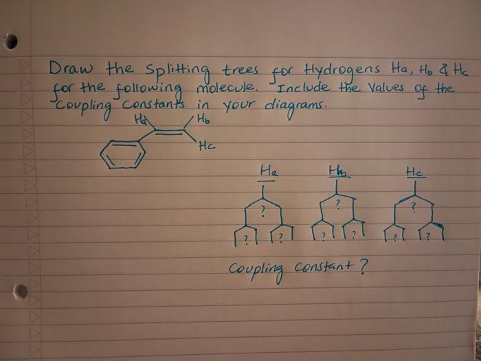 Solved Draw the splitting trees for Hydrogens Ha, H0&Hc for | Chegg.com