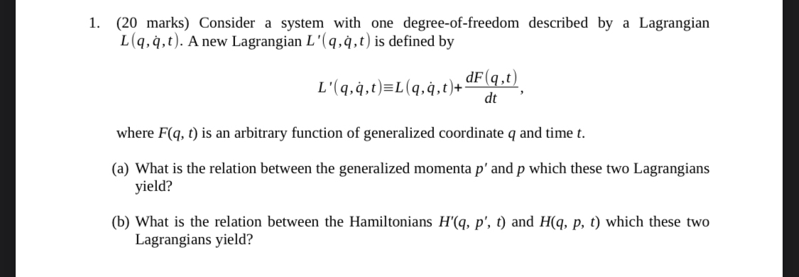 Solved (20 ﻿marks) ﻿Consider a system with one | Chegg.com