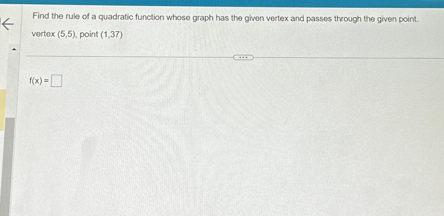Solved Find the rule of a quadratic function whose graph has | Chegg.com