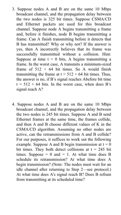 Solved 4. Suppose nodes A and B are on the same 10 Mbps | Chegg.com