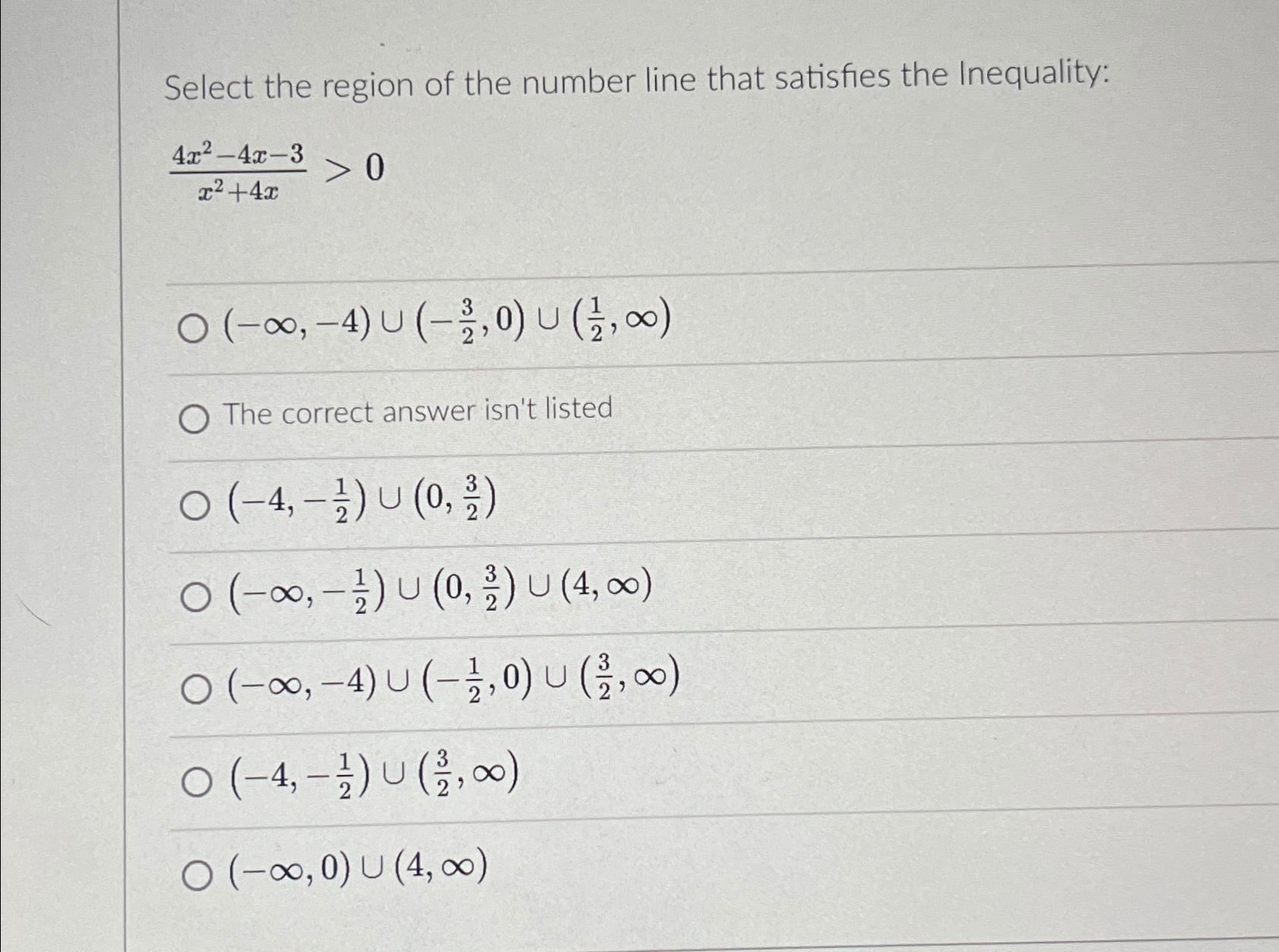 Solved Select the region of the number line that satisfies | Chegg.com