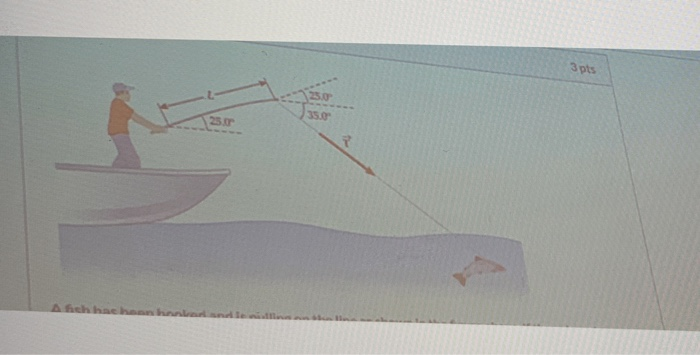 Solved A fish has been hooked and is pulling on the line as | Chegg.com