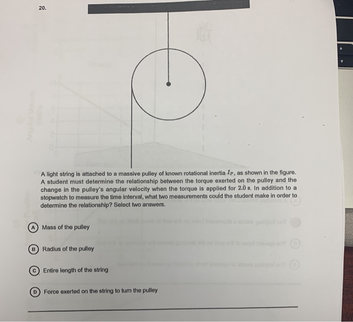 Solved A light string is attached to a massive pulley of | Chegg.com