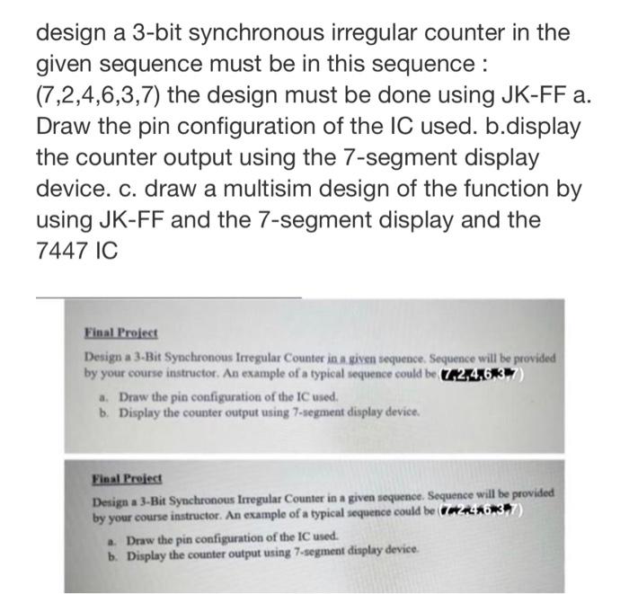 Solved design a 3-bit synchronous irregular counter in the | Chegg.com