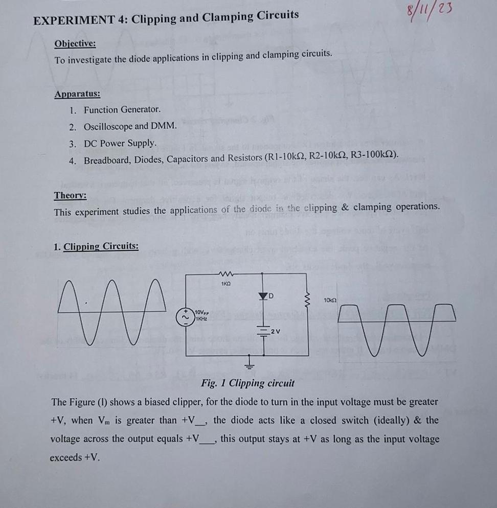 Solved Objective: To investigate the diode applications in | Chegg.com