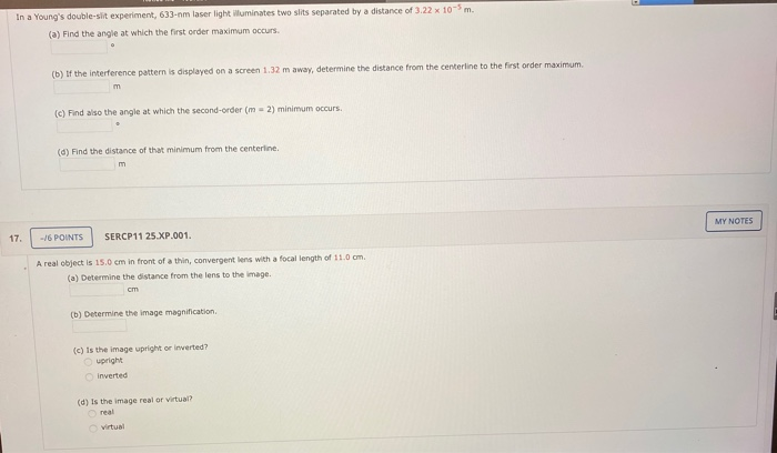 Solved In a Young's double-sit experiment, 633-nm laser | Chegg.com