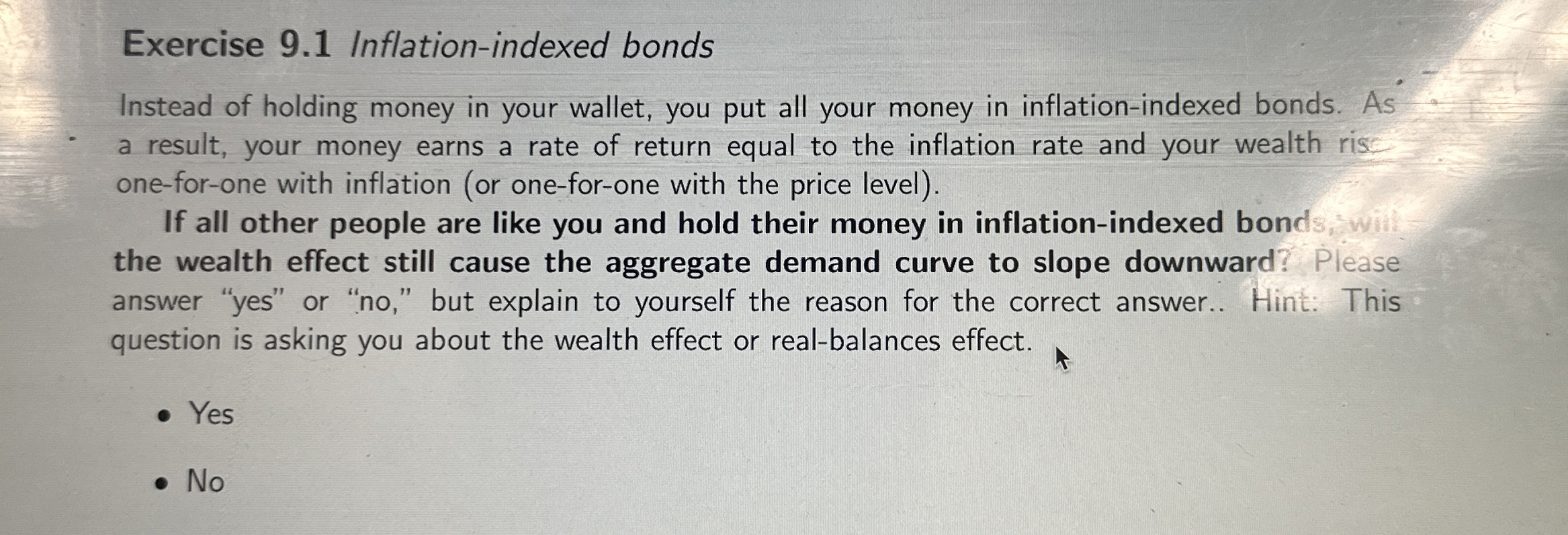 Solved Exercise 9.1 ﻿Inflation-indexed bondsInstead of | Chegg.com
