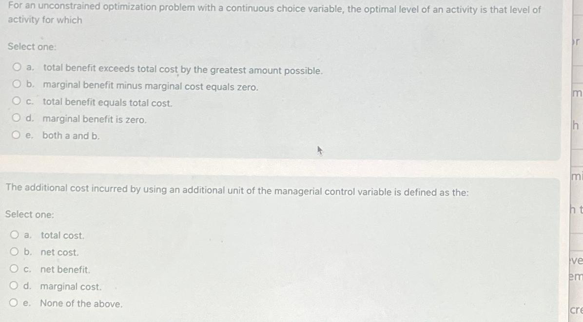 Solved For an unconstrained optimization problem with a | Chegg.com