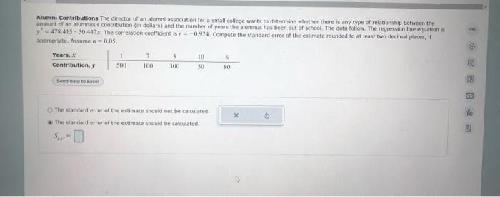 Solved Alumni Contributions the director of an alumni | Chegg.com