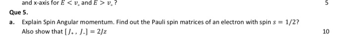 Solved Explain Spin Angular momentum. Find out the Pauli | Chegg.com
