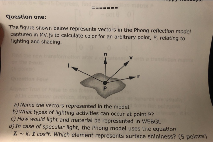 (Solved) : Question One Figure Shown Represents Vectors Phong ...