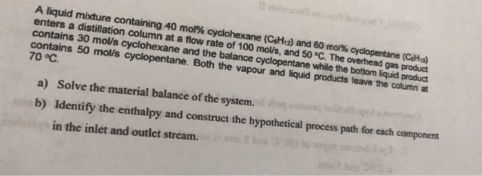 Solved A liquid mixture containing 40 mol% cyclohexane | Chegg.com