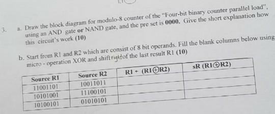 Solved 3. 1. Draw the block diagram for modulo-8 counter of | Chegg.com