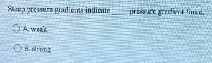 Solved Steep pressure gradients indicate pressure gradient | Chegg.com