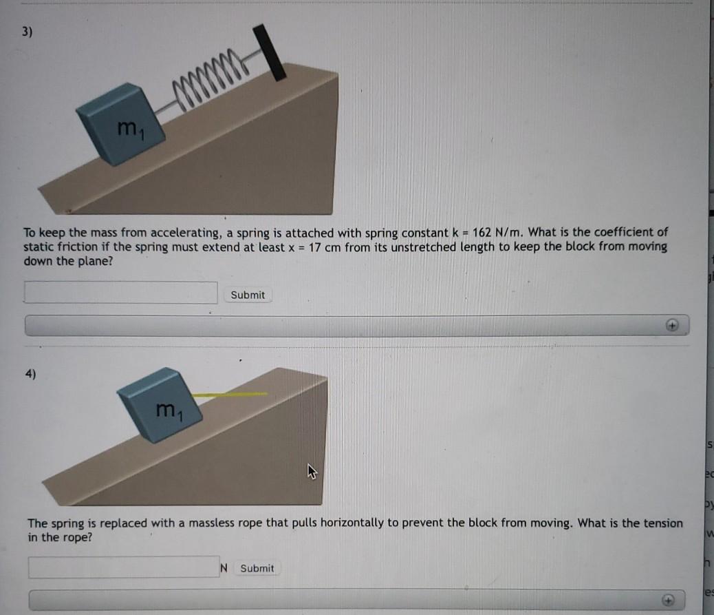 Solved Mass On Incline 2 1 2 3 4 5 6 mt A block with mass m1 | Chegg.com