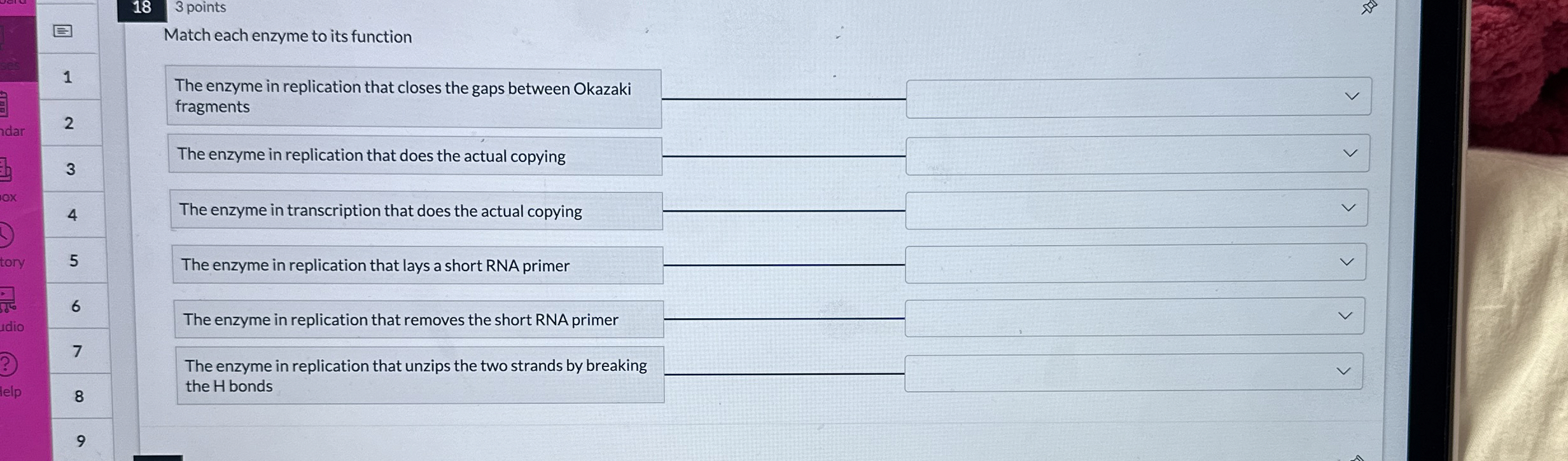 Solved Match each enzyme to its functionThe enzyme in | Chegg.com