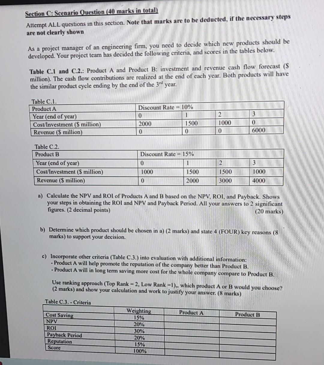 Solved Section C: Scenario Question (40 marks in total) | Chegg.com