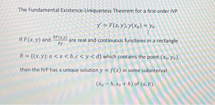 Solved Use the Fundamental Existence and Uniqueness theorem | Chegg.com