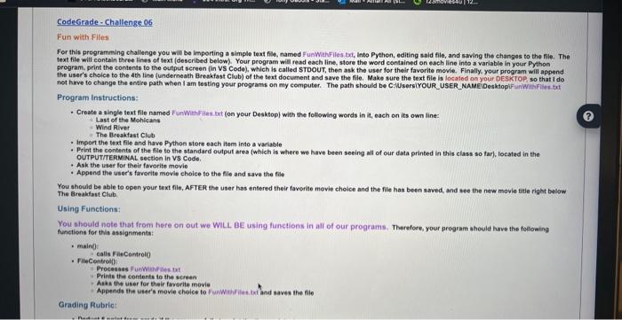 Solved Fun with Filest For this pregramming challenge you | Chegg.com