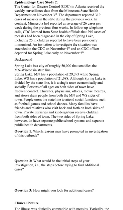 Lab Exercise 12B: Epidemiology Case Studies | Chegg.com