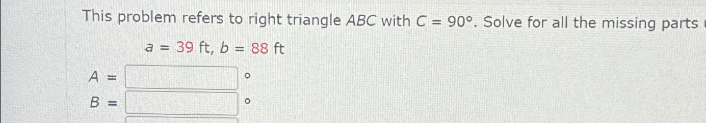 Solved This problem refers to right triangle ABC with C=90°. | Chegg.com