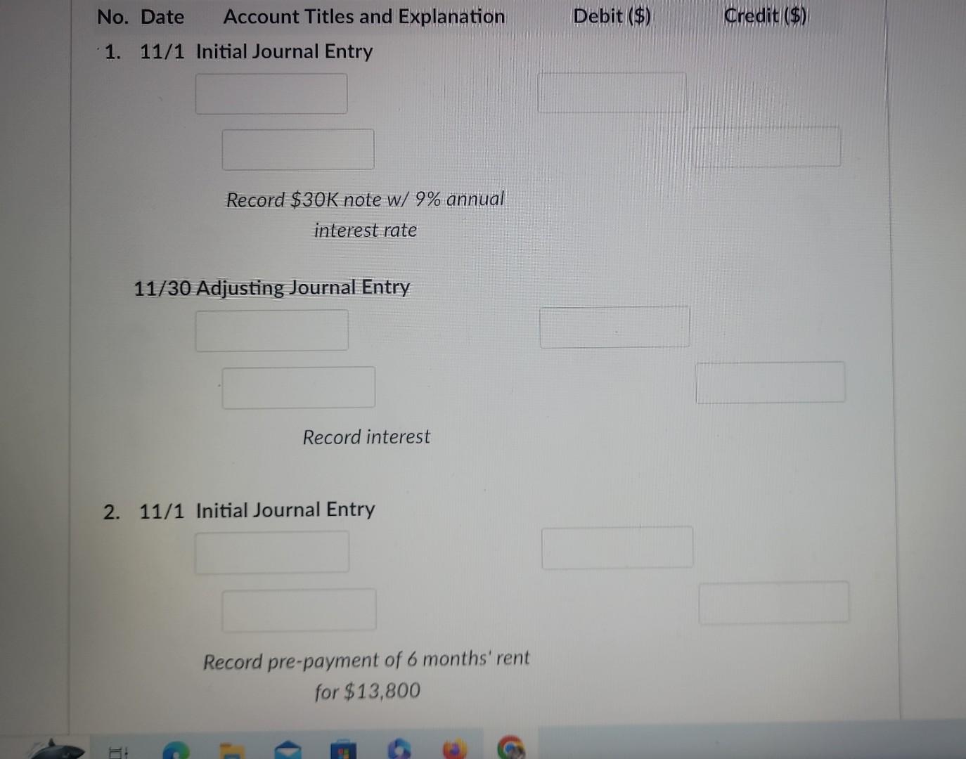 Solved Using the chart of accounts provided, prepare (1) the | Chegg.com
