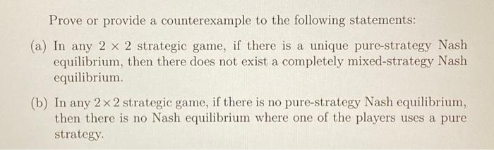 Solved Prove or provide a counterexample to the following | Chegg.com