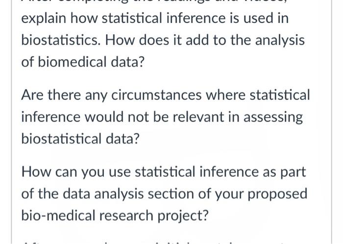 Solved explain how statistical inference is used in | Chegg.com