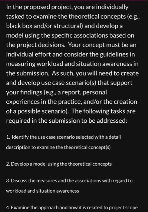Solved In the proposed project, you are individually tasked | Chegg.com