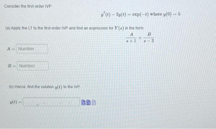 Solved Consider the first-order IVP (a) Apply the LT to the | Chegg.com