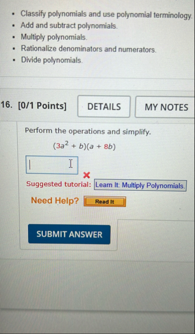 Solved Classify polynomials and use polynomial | Chegg.com