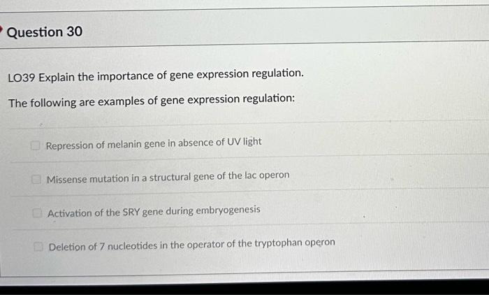 Solved LO39 Explain the importance of gene expression | Chegg.com