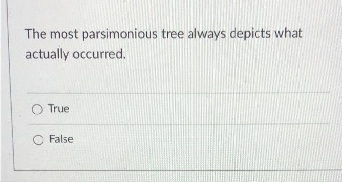 Solved The most parsimonious tree always depicts what | Chegg.com