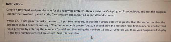 Solved Instructions Create a flowchart and pseudocode for | Chegg.com