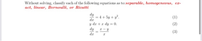 Solved Without solving, classify each of the following | Chegg.com