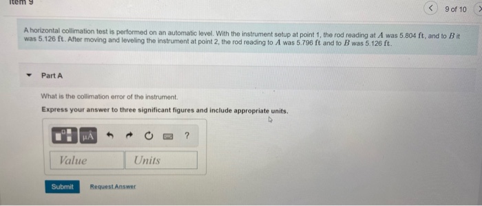 Solved 9 of 10 A horizontal collimation test is performed on | Chegg.com